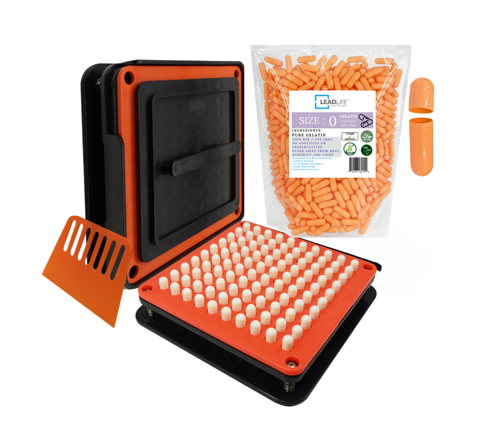 Bundle: 1,000-ct Clear Empty Gelatin Capsules + 100-Hole Capsule Filler ...